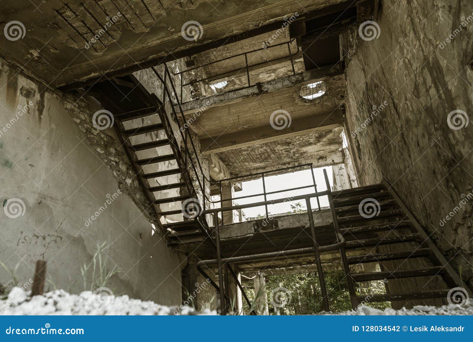 Abandoned Destroyed by the Explosion, Bombing and Shelling the ...