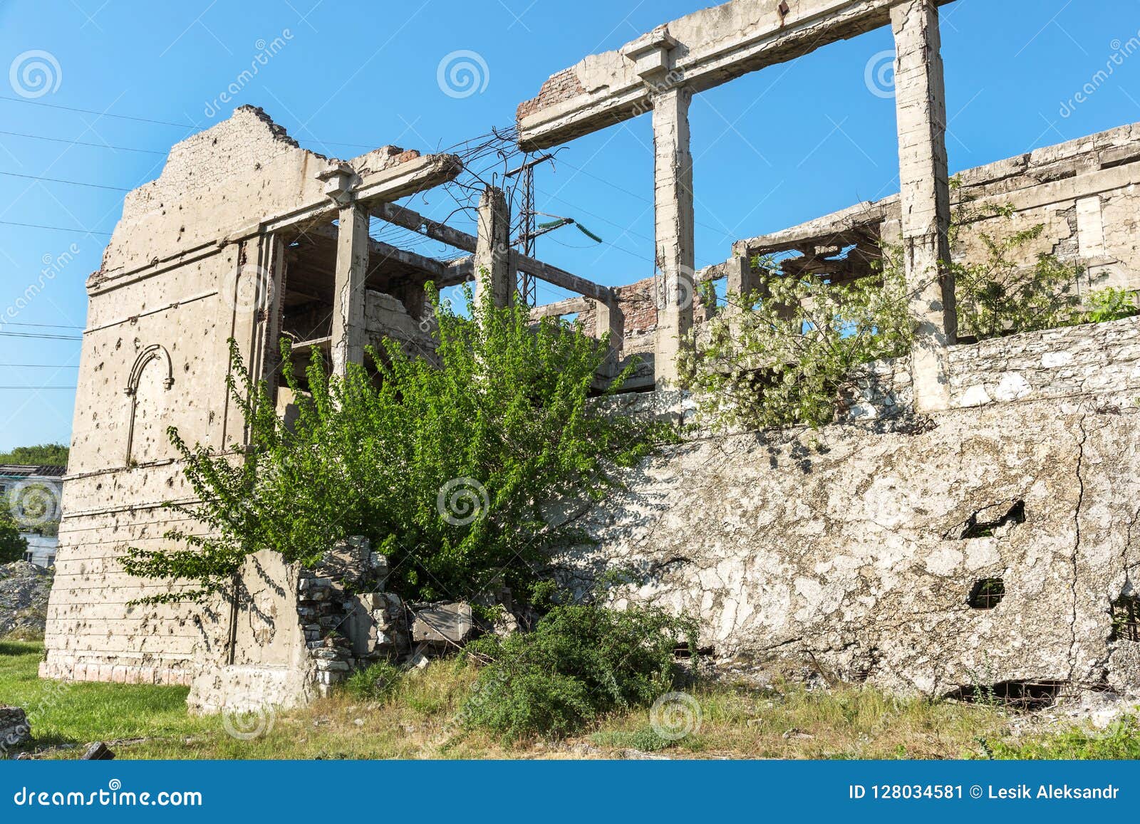 Abandoned Destroyed by the Explosion, Bombing and Shelling the ...
