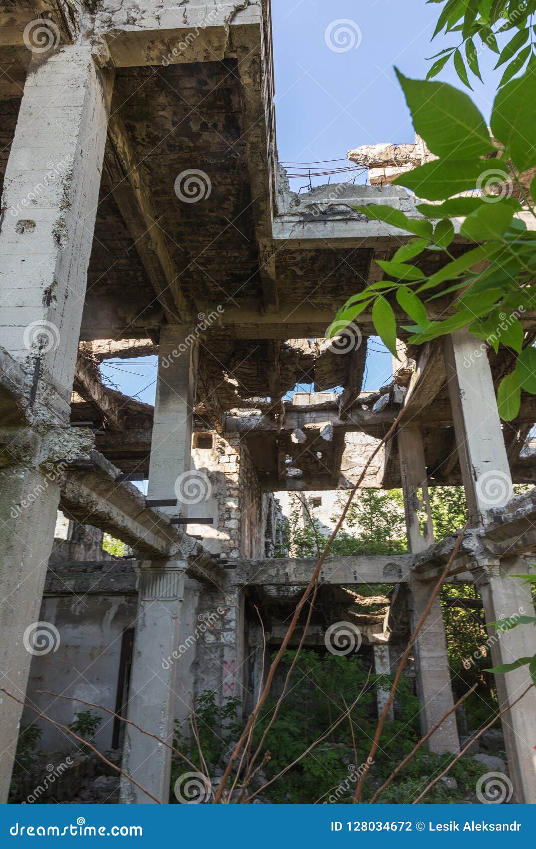 Abandoned Destroyed by the Explosion, Bombing and Shelling the ...