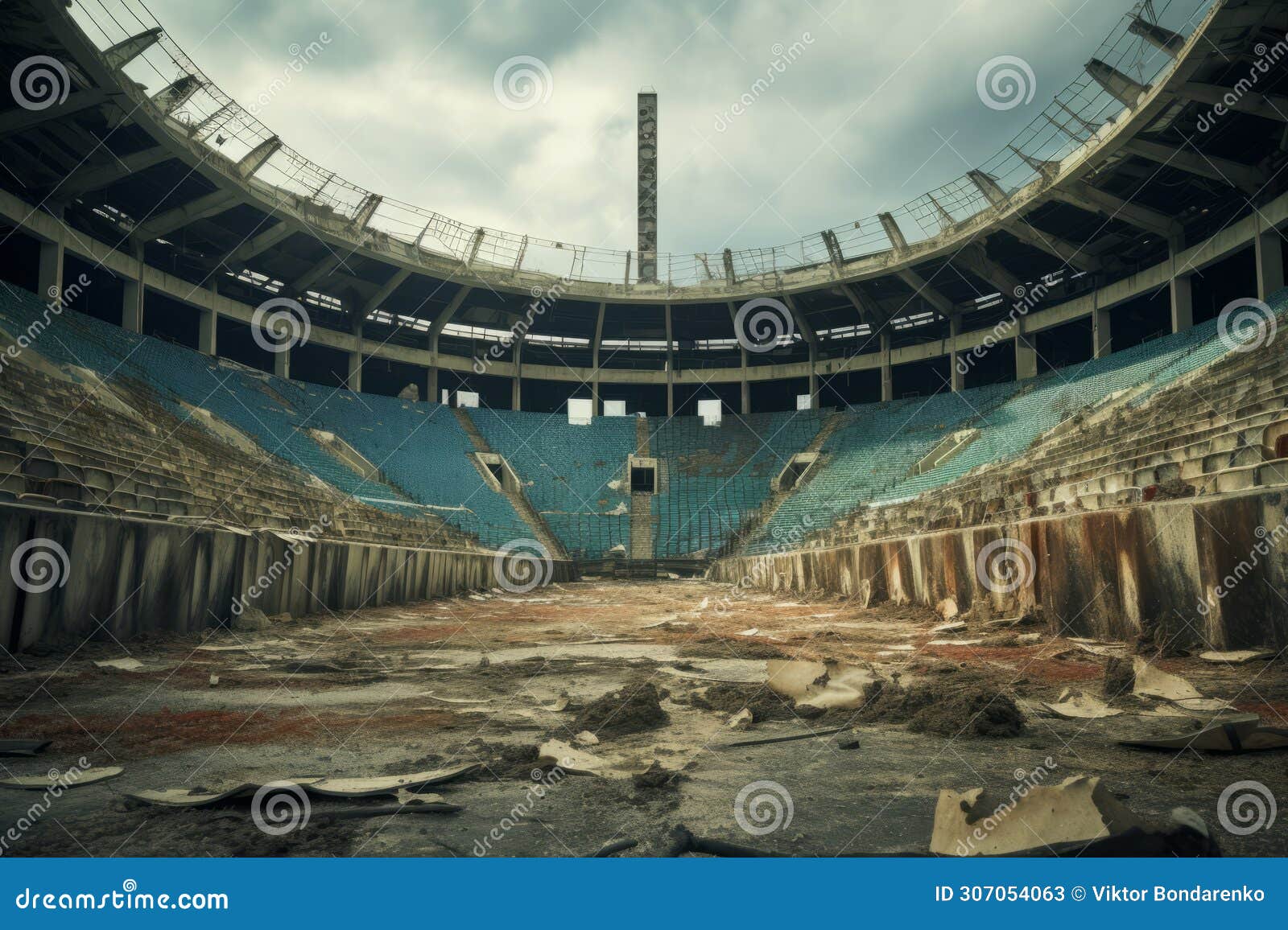 The Abandoned Destroyed Stadium Stock Image - Image of monument, place ...