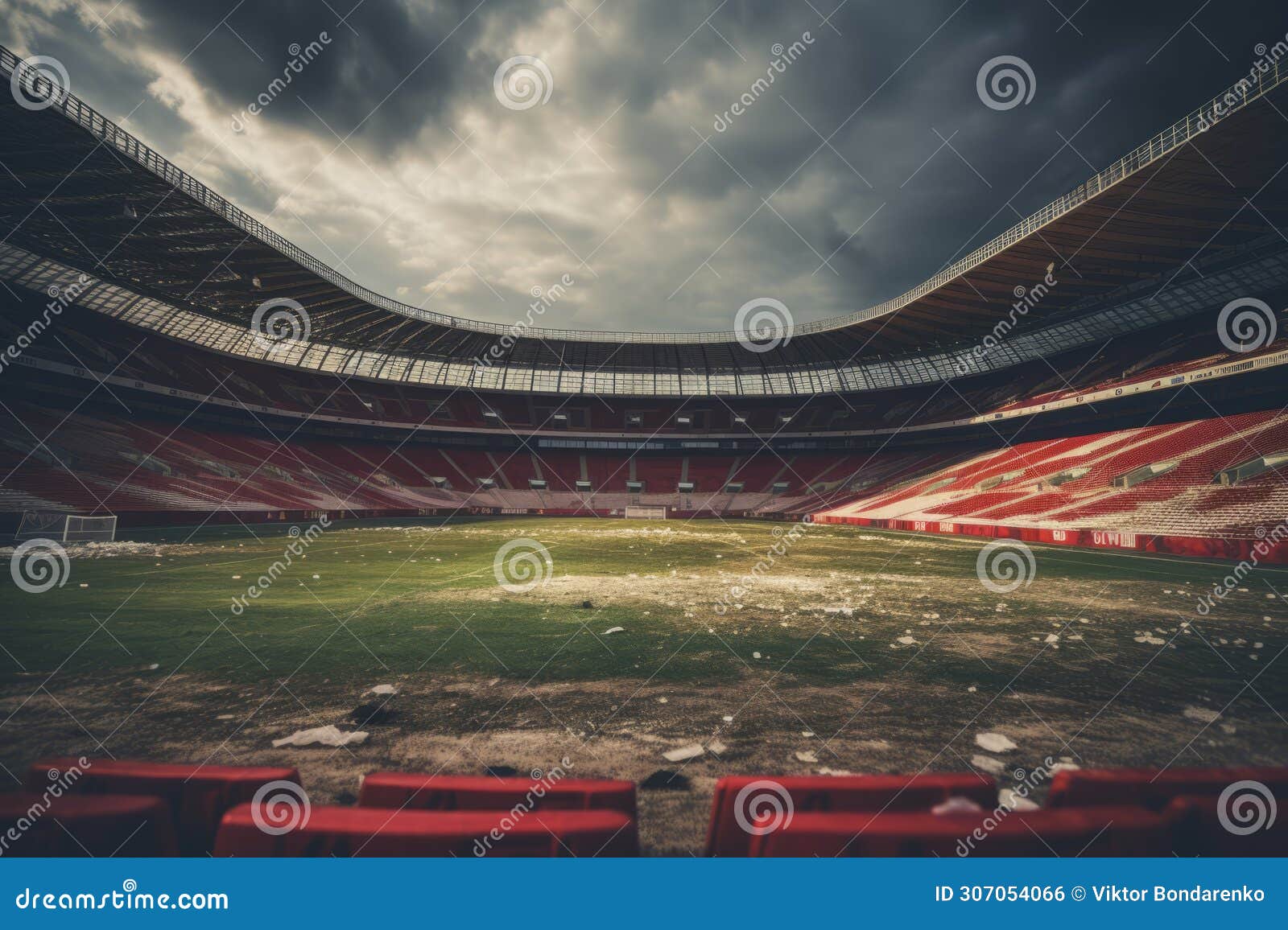 The Abandoned Destroyed Stadium Stock Photo - Image of football, soccer ...