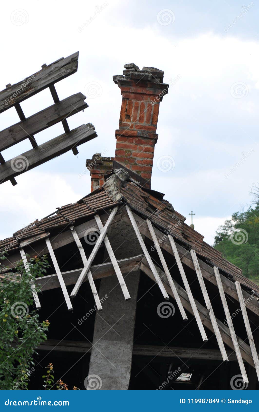 Deteriorated house detail stock image. Image of damage - 119987849