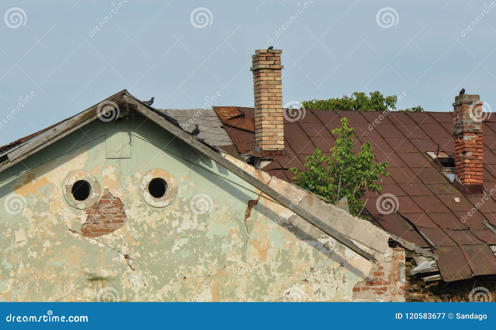 Deteriorated house detail stock image. Image of collapsed - 120583677