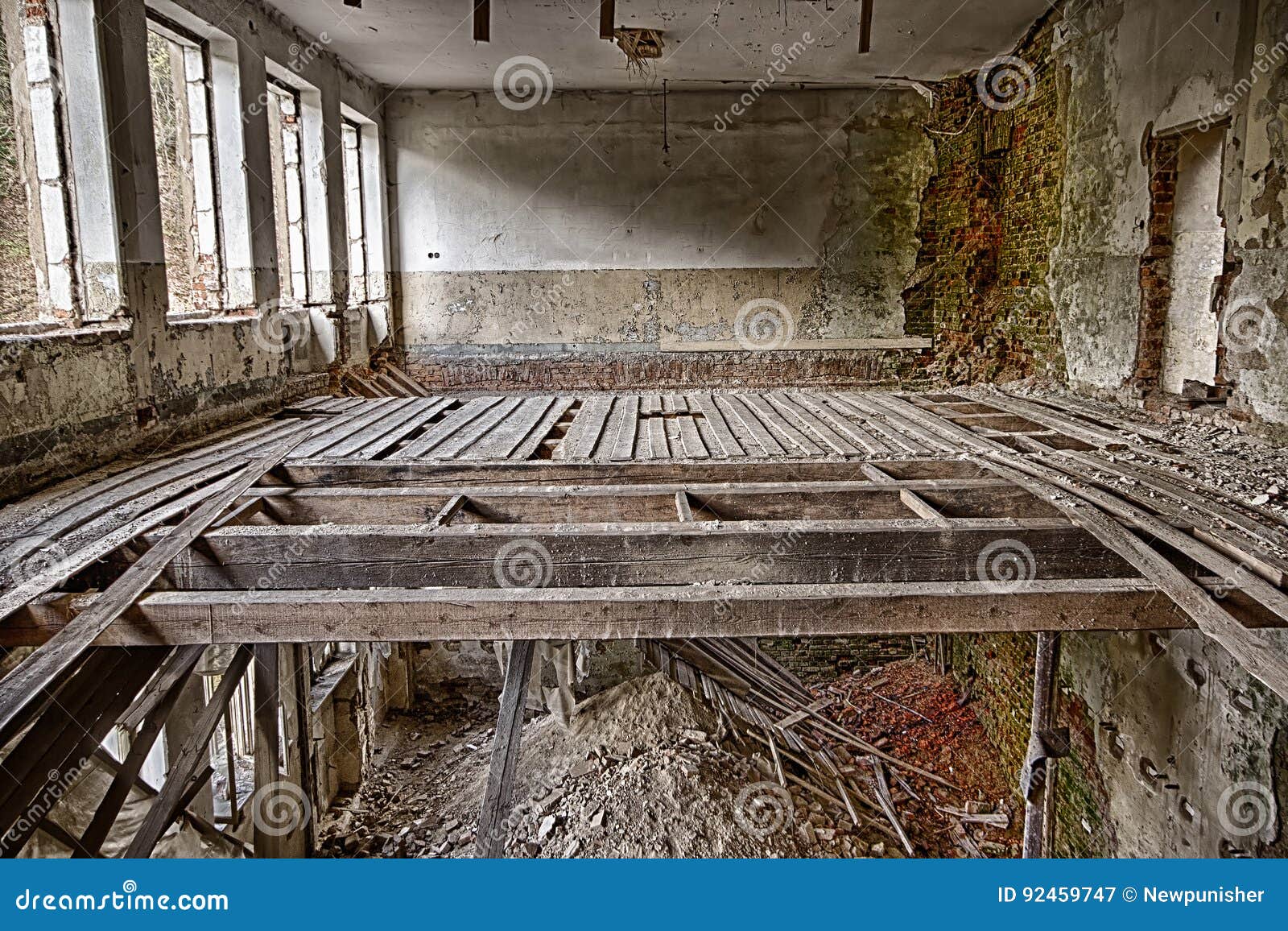 Abandoned devastated room stock image. Image of floor - 92459747