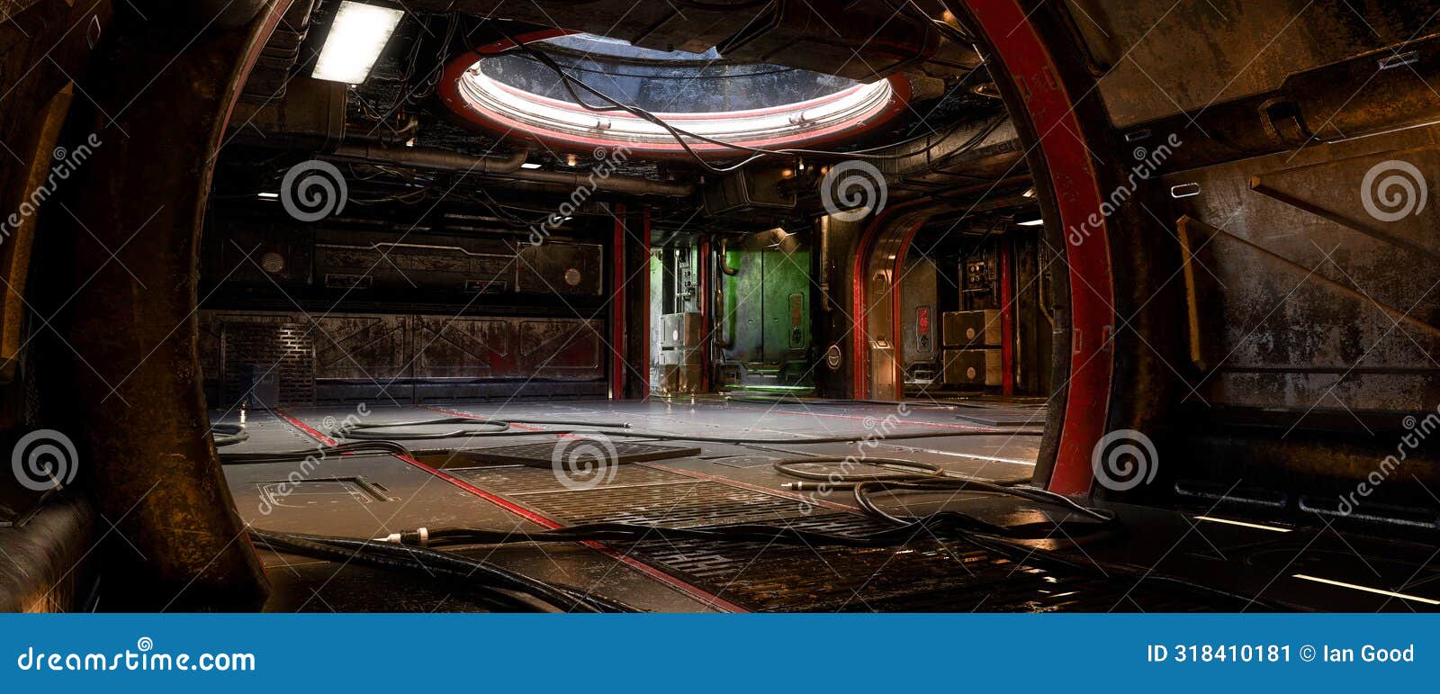 Abandoned Dystopian Future Underground Industrial Environment. 3D ...