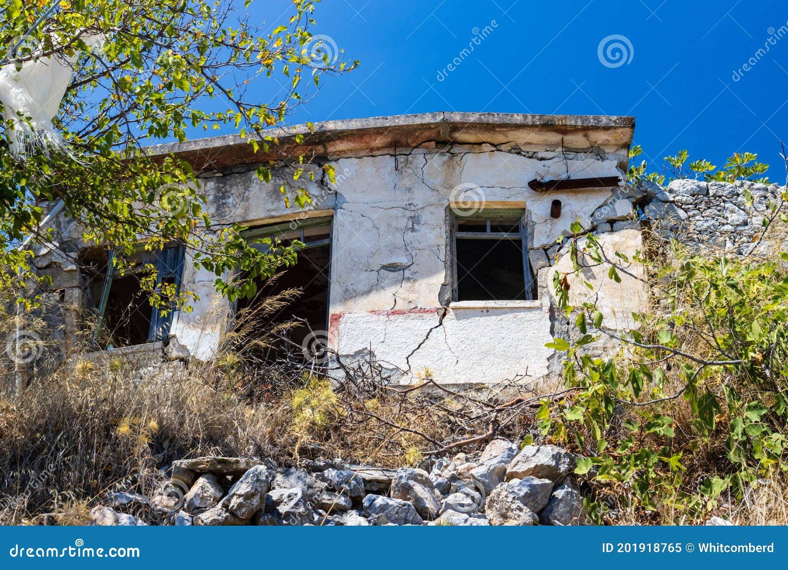 Abandoned Earthquake Damaged House on Crete, Greece Stock Image - Image ...