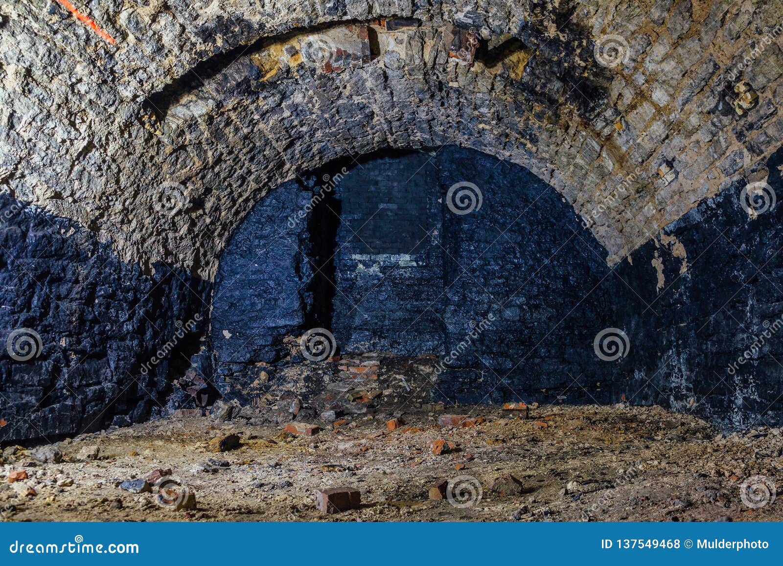 Abandoned Empty Old Dark Underground Vaulted Cellar Stock Photo - Image ...