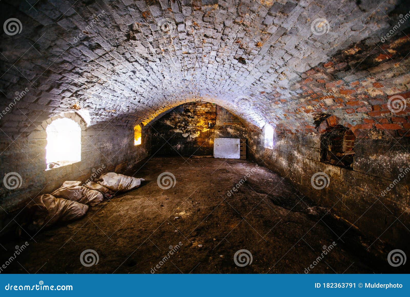Abandoned Empty Old Dark Underground Vaulted Cellar Stock Image - Image ...