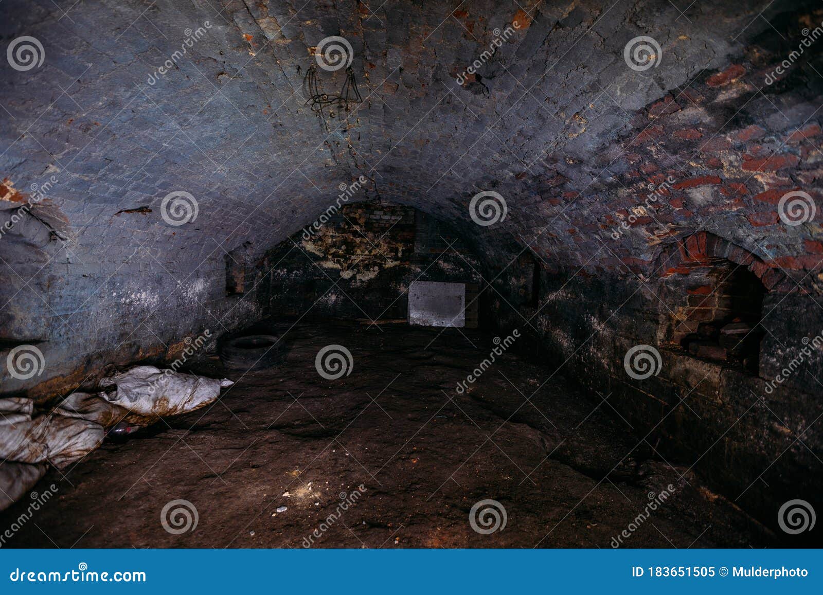 Abandoned Empty Old Dark Underground Vaulted Cellar Stock Image - Image ...