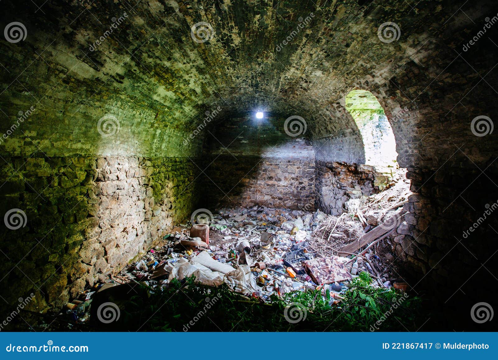 Abandoned Empty Old Dark Underground Vaulted Cellar Stock Image - Image ...