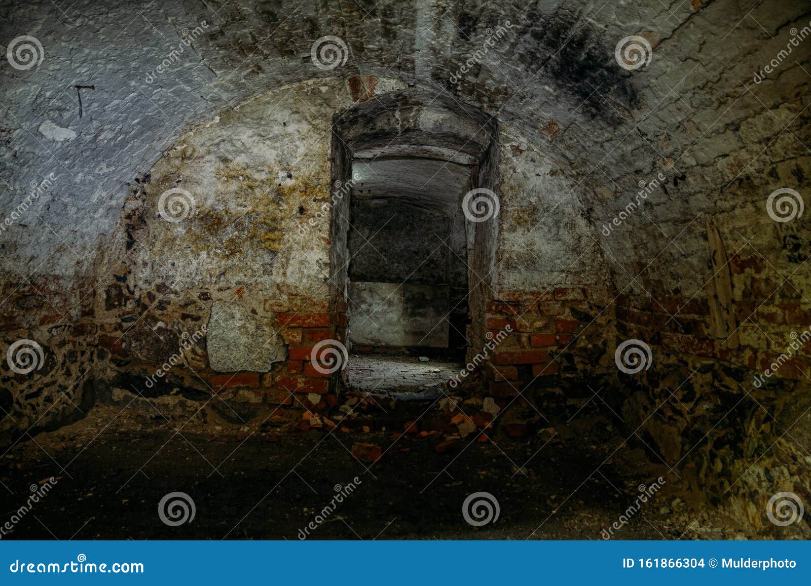Abandoned Empty Old Dark Underground Vaulted Cellar Stock Photo - Image ...