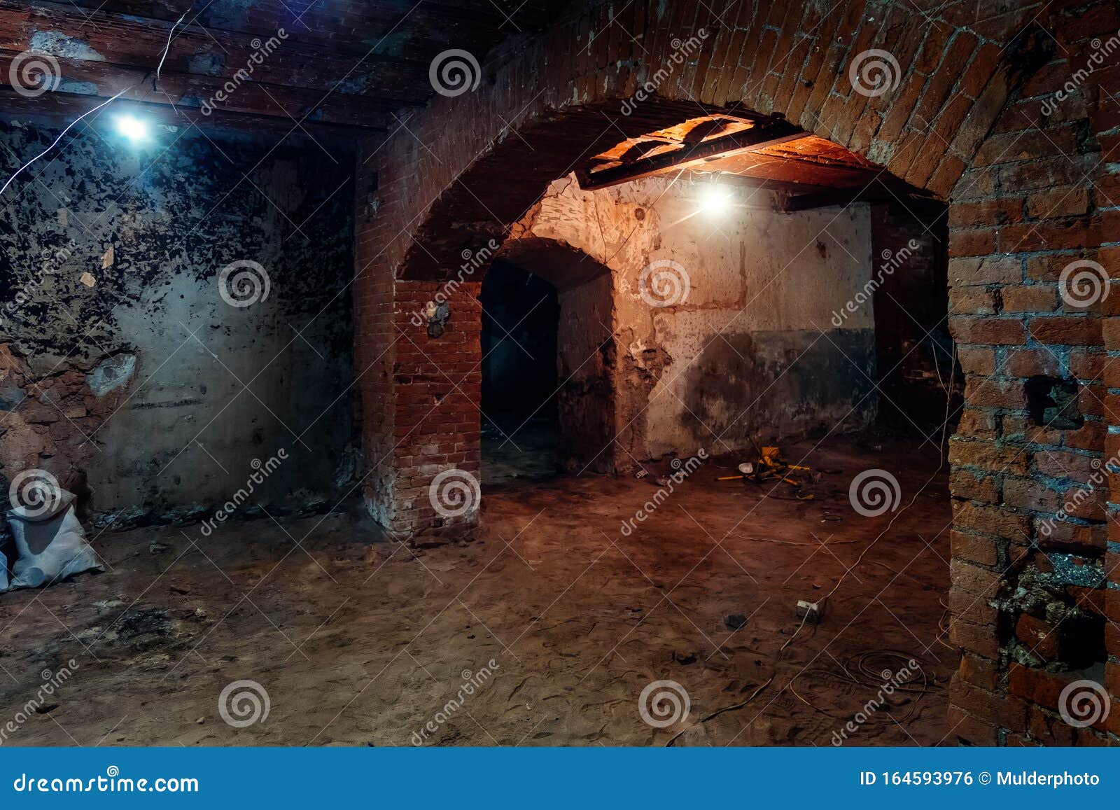 Abandoned Empty Old Dark Underground Vaulted Cellar Stock Photo - Image ...