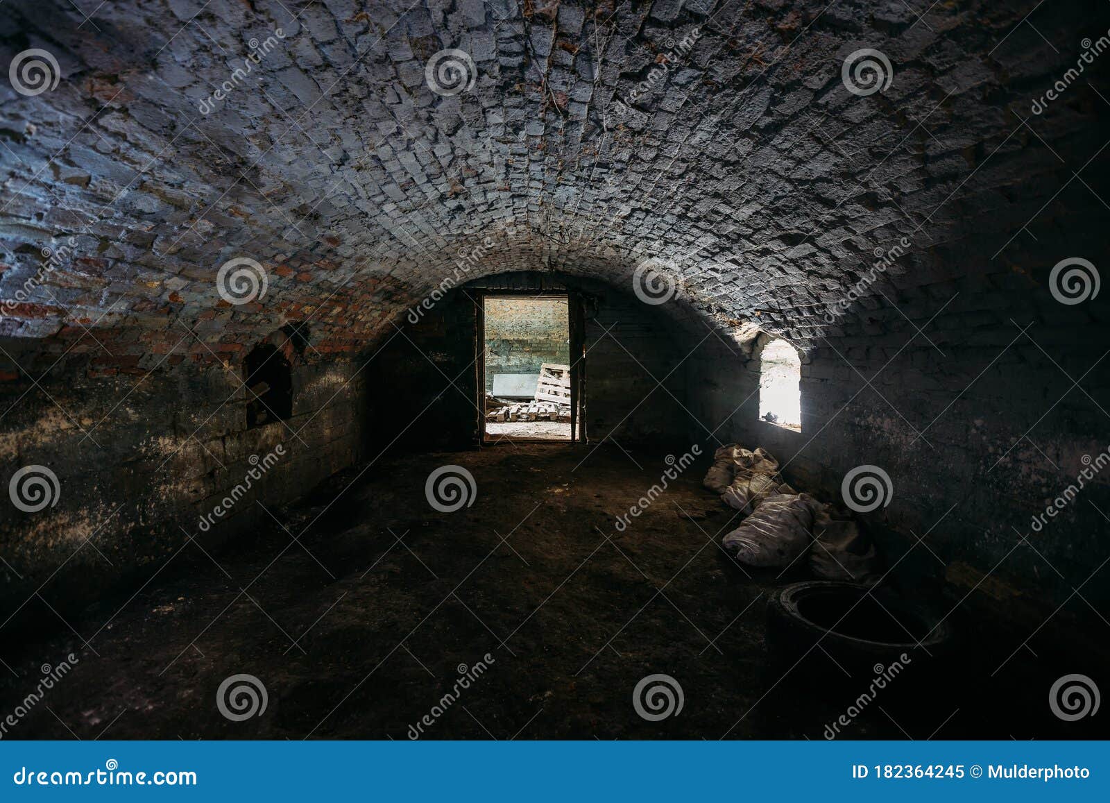 Abandoned Empty Old Dark Underground Vaulted Cellar Royalty-Free Stock ...