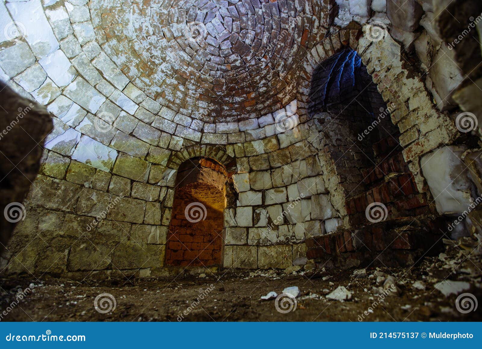 Abandoned Empty Old Underground Round Cellar Under Rural House Stock ...