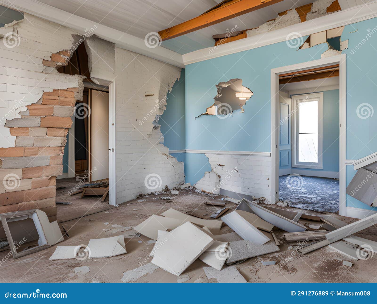 Broken Ceiling And Falling Refrigerator Stock Image | CartoonDealer.com ...