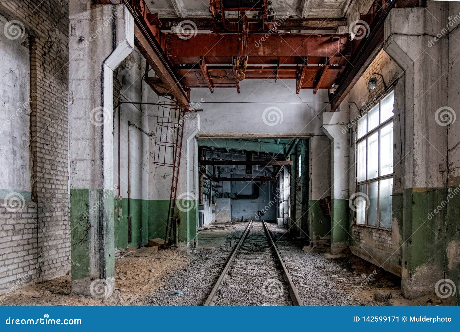 Abandoned Empty Train Depot with Old Rusty Bridge Crane Stock Image ...