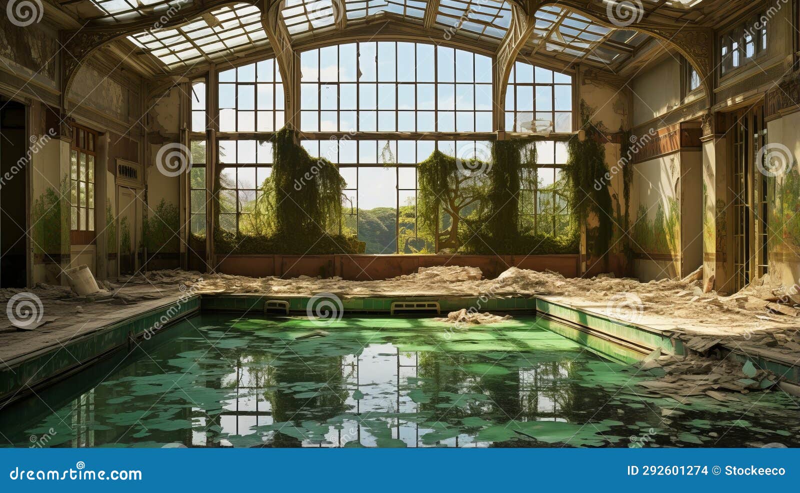 Abandoned Pool: a Romantic Landscape Vistas in an Abandoned Building ...