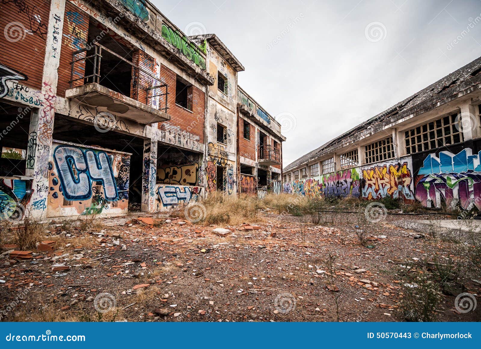 Abandoned Factory, Destroyed with Graffiti on the Walls Editorial Stock ...