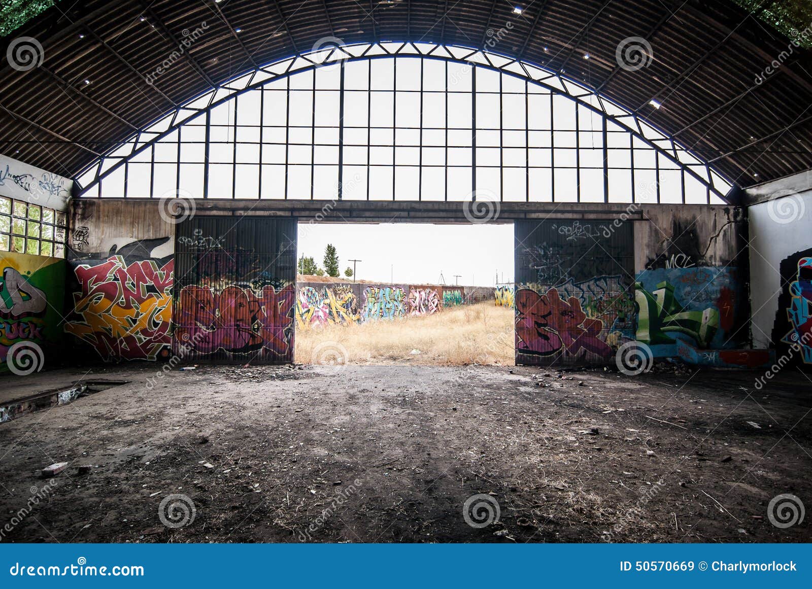 Abandoned Factory, Destroyed with Graffiti on the Walls Stock Image ...