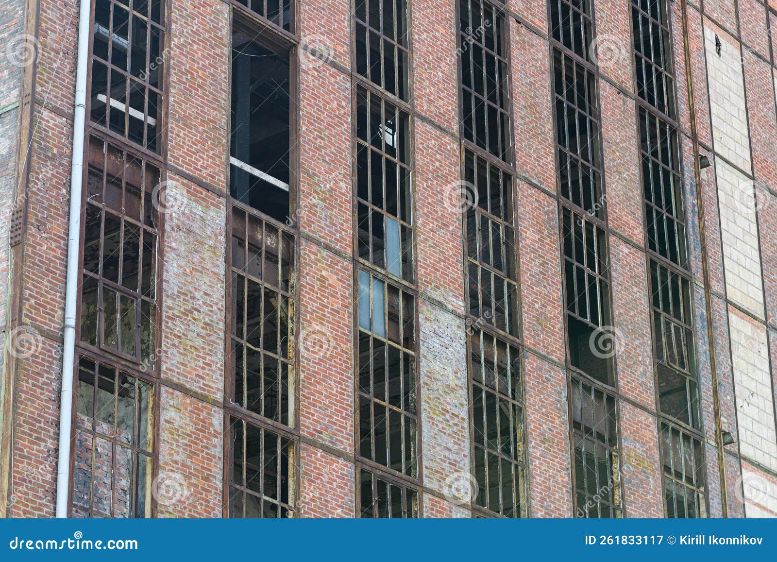 Abandoned Factory Facade. Rusted Windows without Glass Stock Image ...