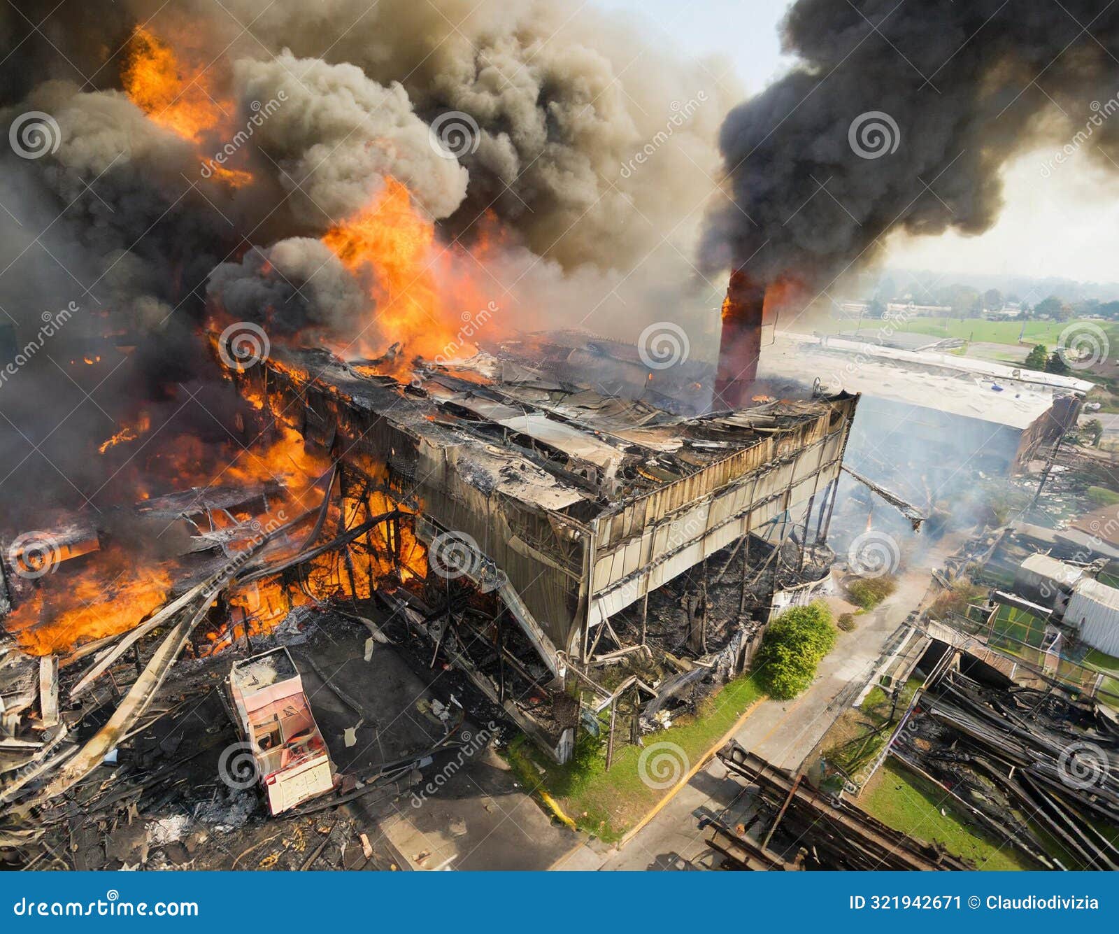 Abandoned Factory Industrial Ruins Stock Illustration - Illustration of ...