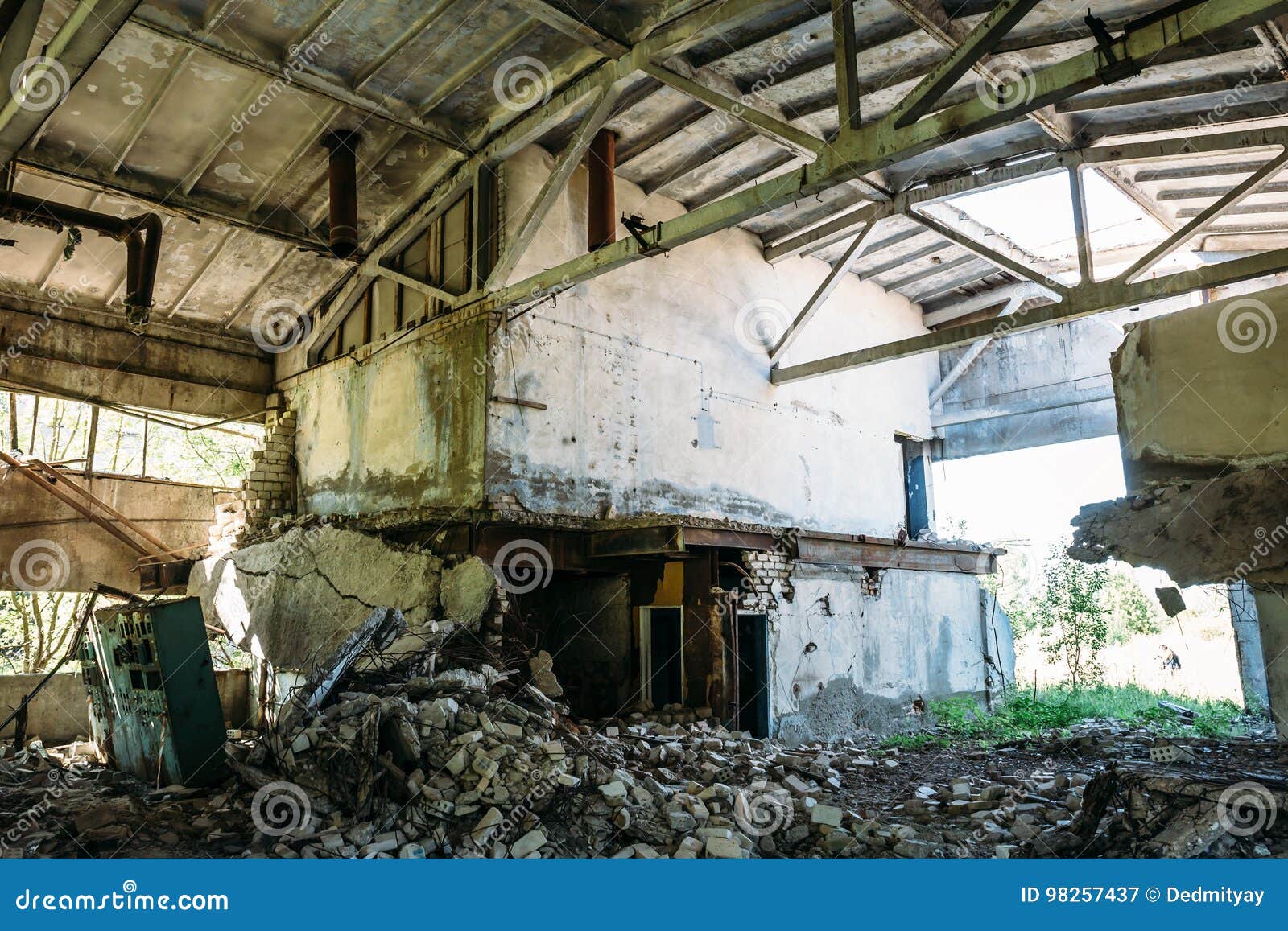 Abandoned Factory, Inside Large Workshop Stock Image - Image of retro ...