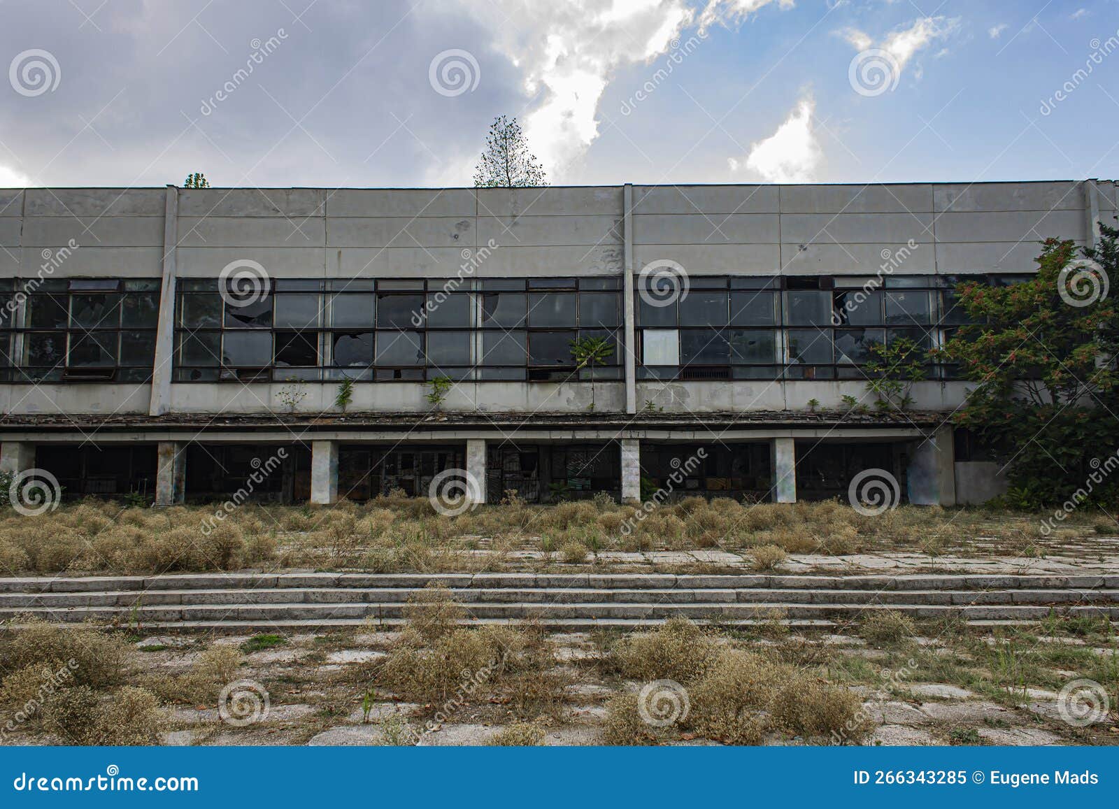 Abandoned Factory Overgrown with Grass Stock Image - Image of broken ...