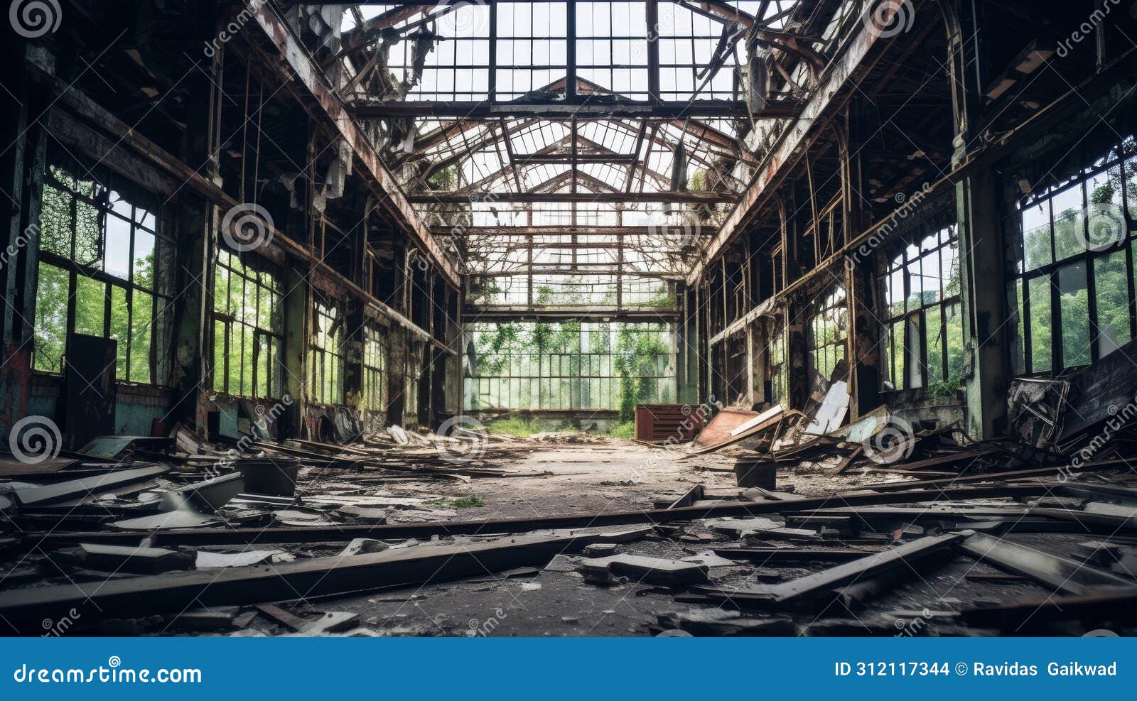 Abandoned Factory with Shattered Windows Stock Illustration ...