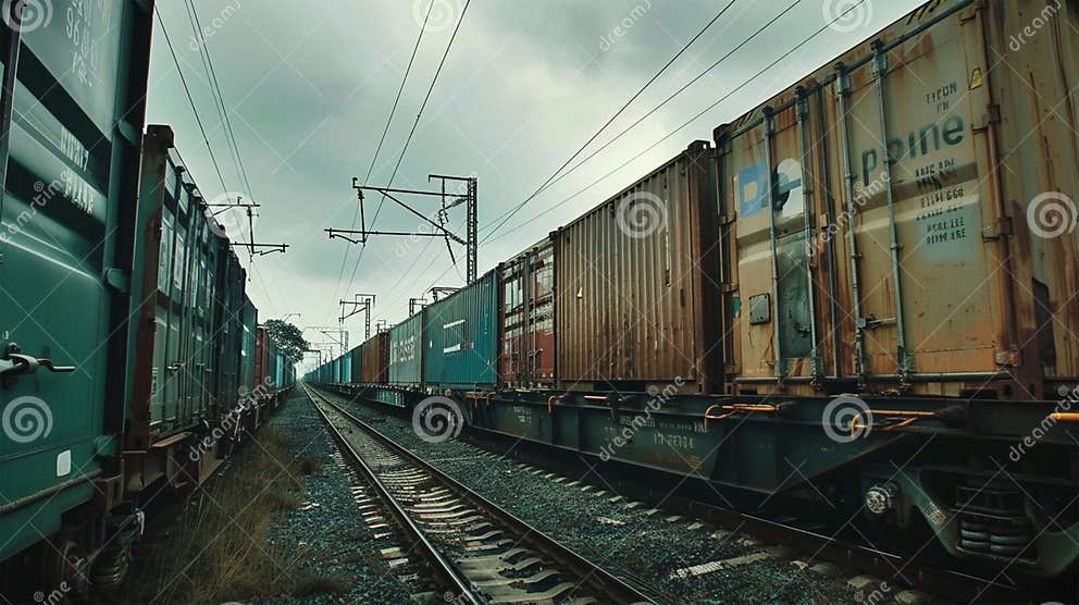 Abandoned Freight Train in Fog Stock Illustration - Illustration of ...