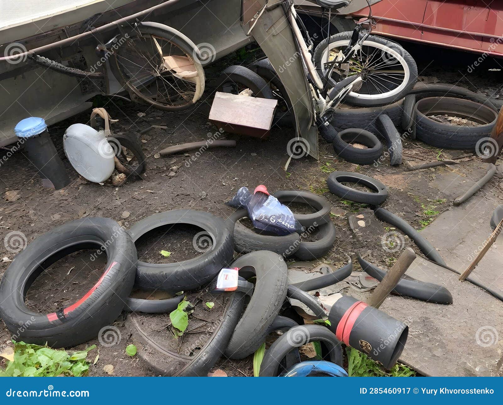 An Abandoned Garage Filled with Forgotten Items. Stock Illustration ...