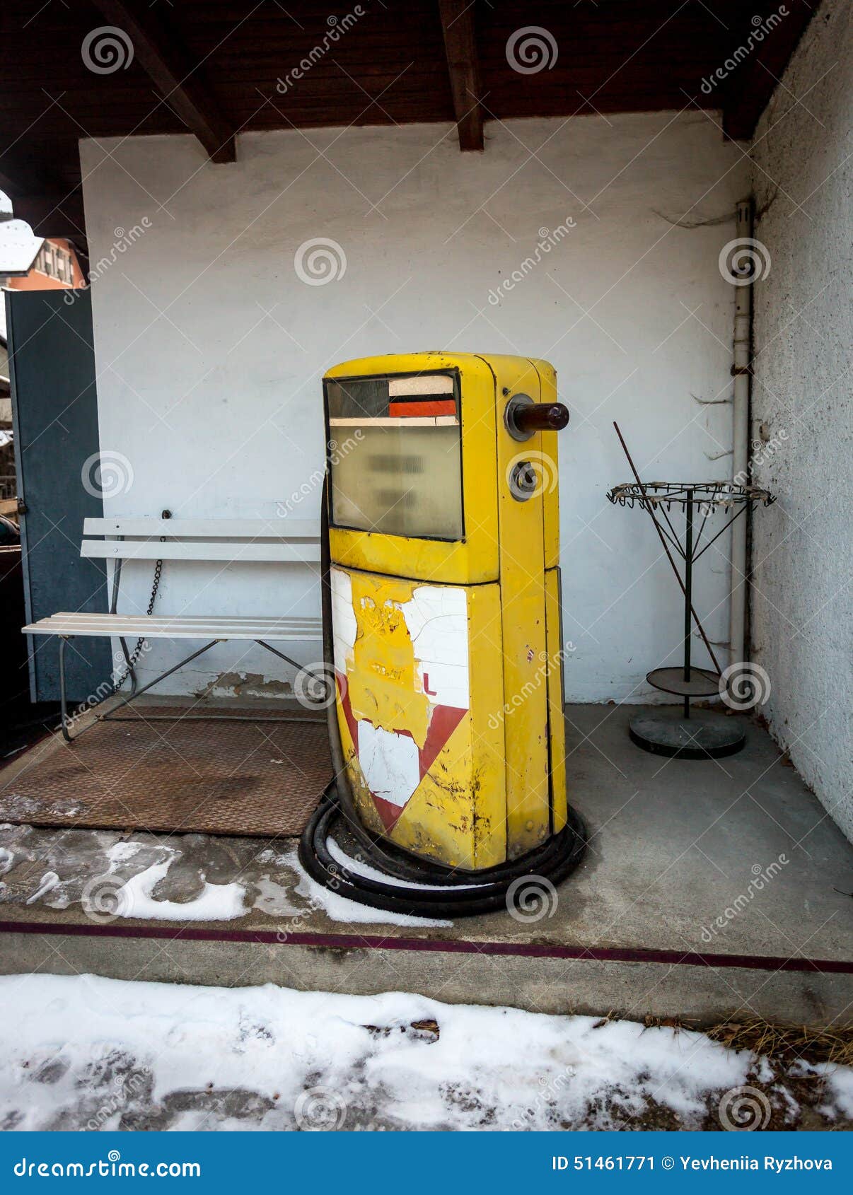 Abandoned Gas Station with Yellow Pump Stock Image - Image of business ...