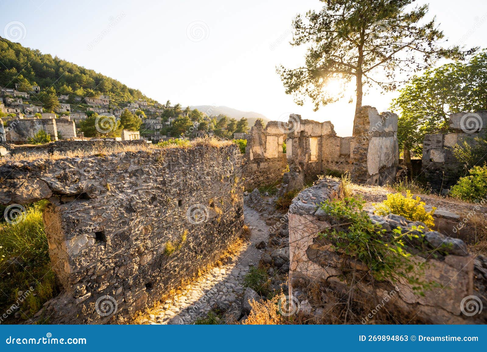 Abandoned Ghost Town Kayakoy in Turkish Stock Image - Image of turkish ...