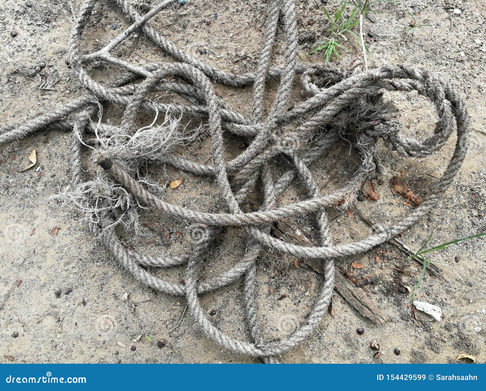 Abandoned Grunge Rope on the Ground. Stock Image - Image of waste ...