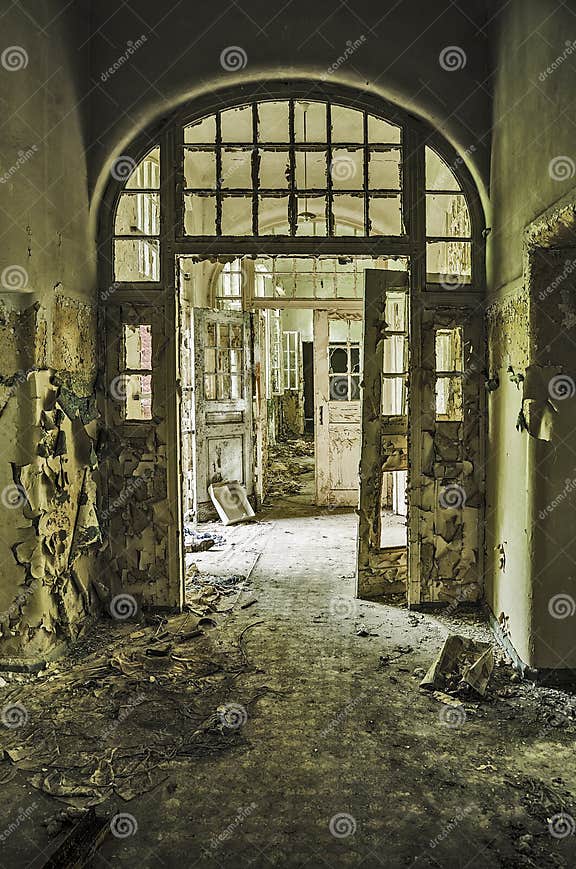 Abandoned hallway stock image. Image of horror, decay - 61358253