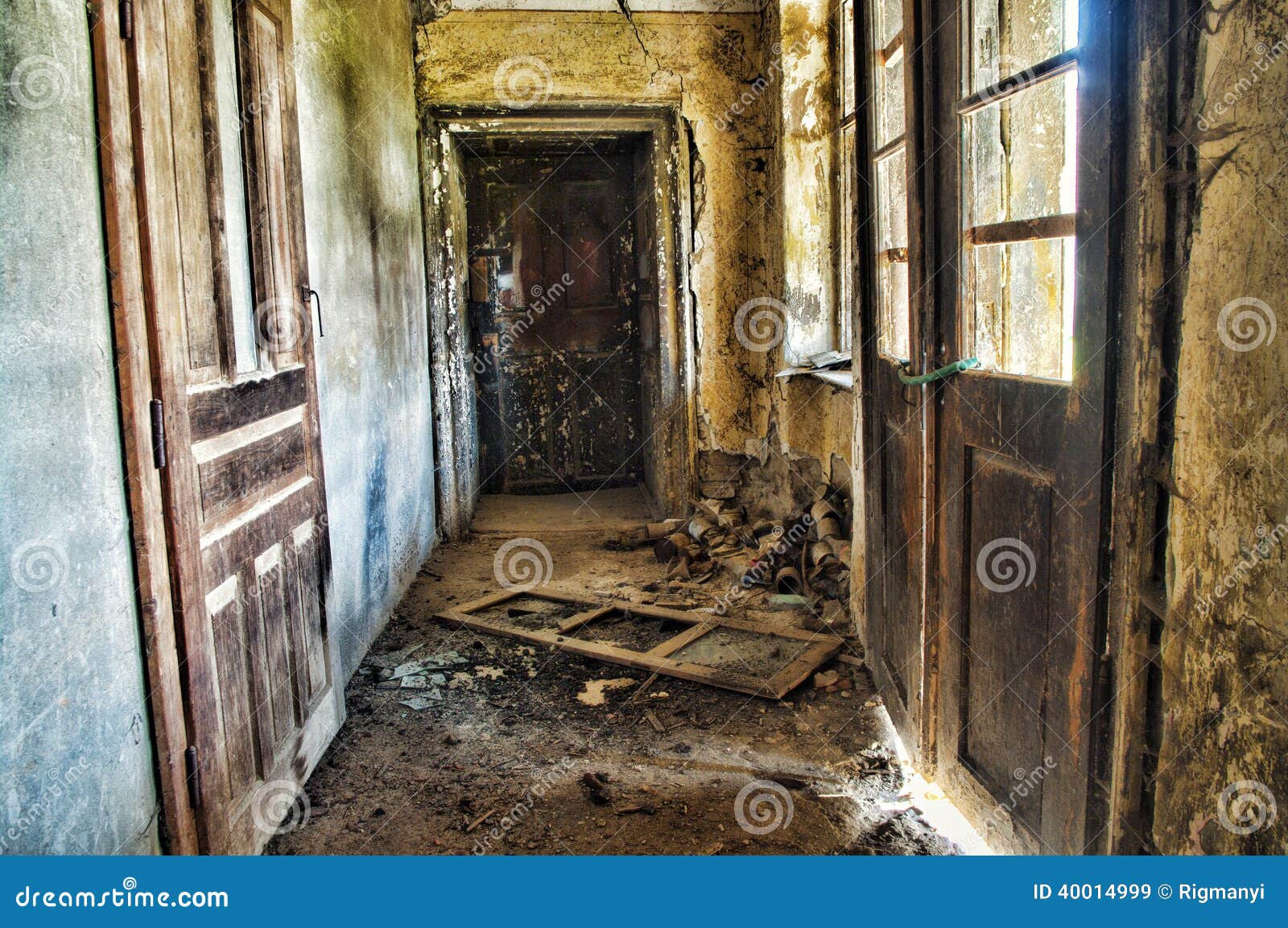 Abandoned hallway in HDR stock image. Image of rotting - 40014999