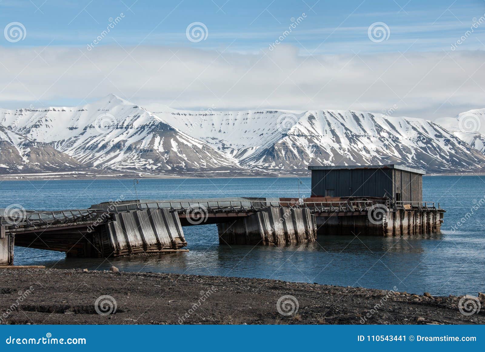 Abandoned Harbour in the the Russian Ghost Town Pyramiden Stock Image ...