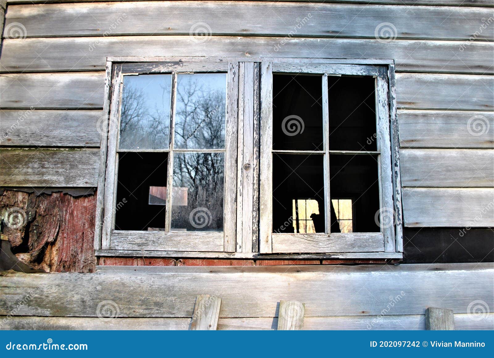 Broken Windows in an Abandoned Home Stock Photo - Image of isolated ...