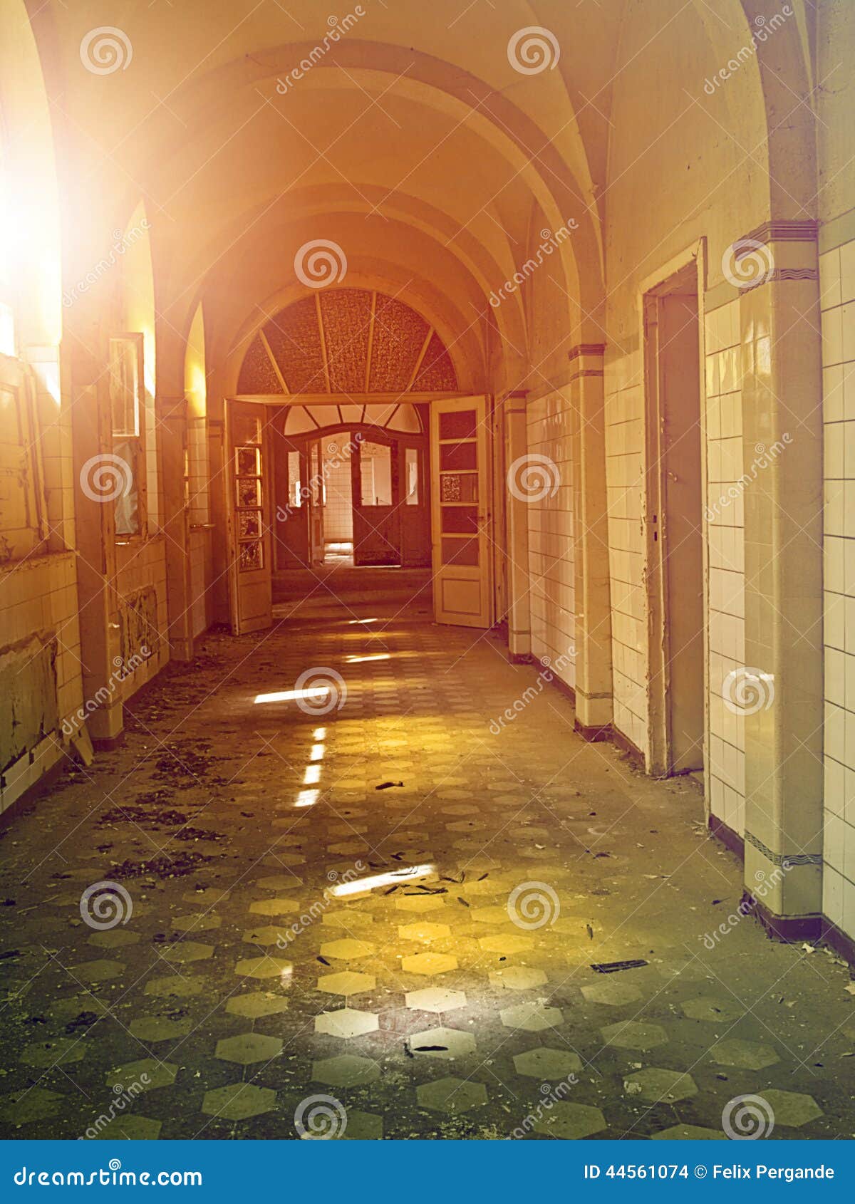 Abandoned hospital hallway stock photo. Image of construction - 44561074