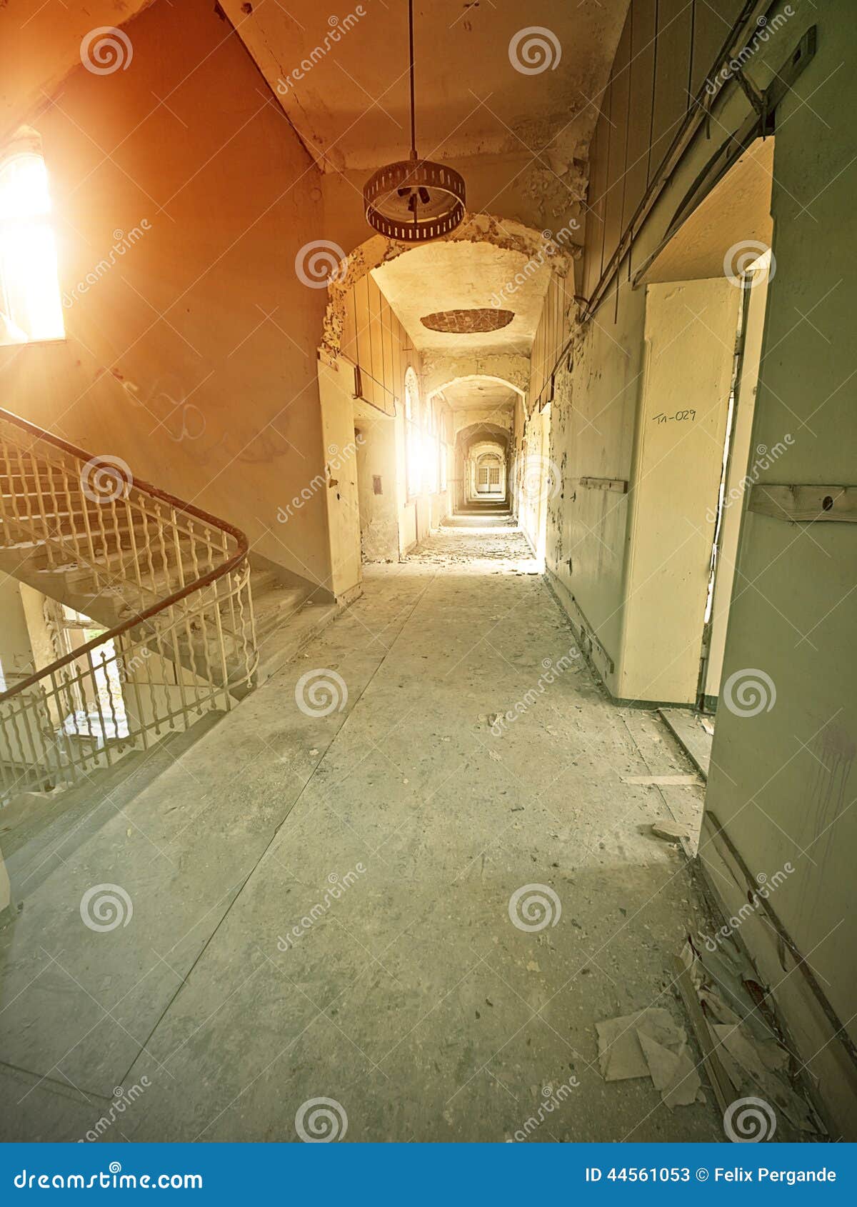 Abandoned hospital hallway stock image. Image of inside - 44561053