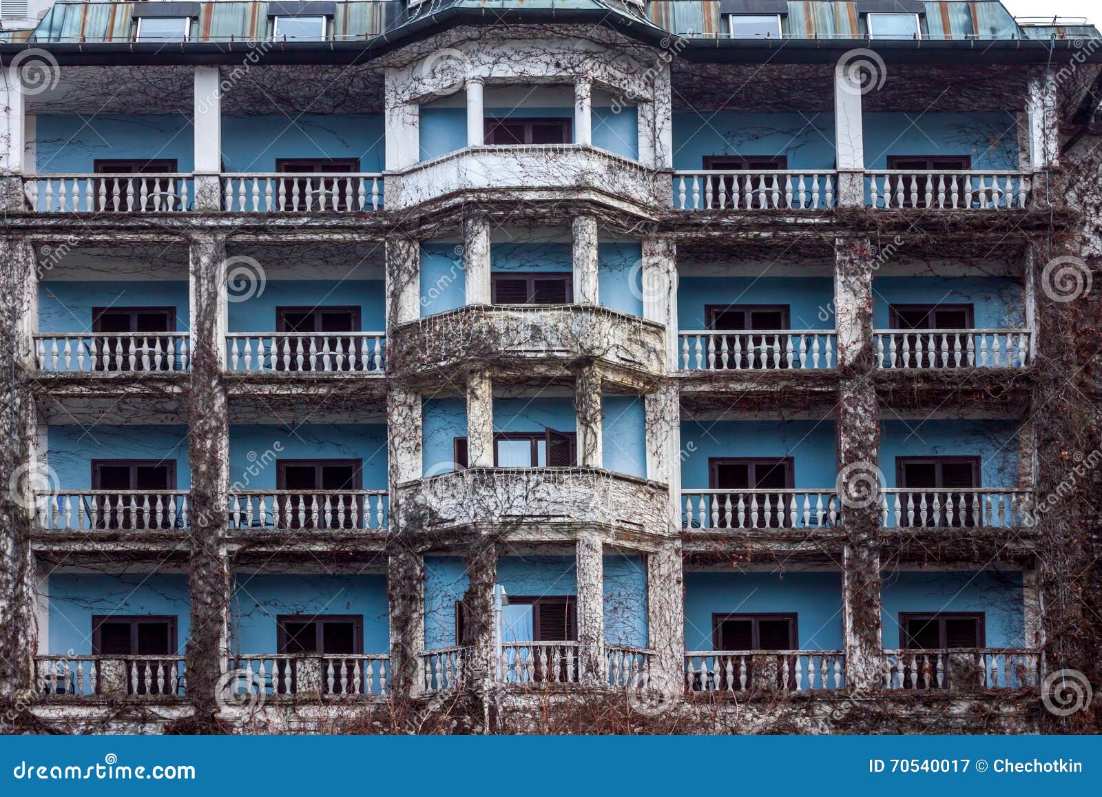 Abandoned hotel exterior stock image. Image of overgrown - 70540017