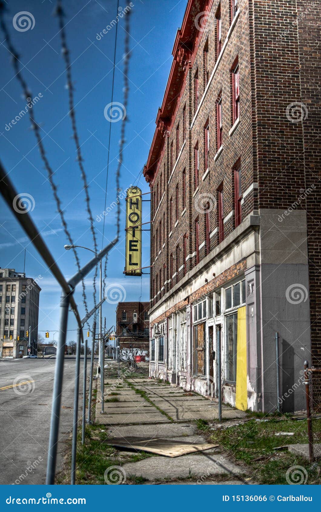 Abandoned Hotel Street View Stock Photo - Image of yellow, sidewalk ...