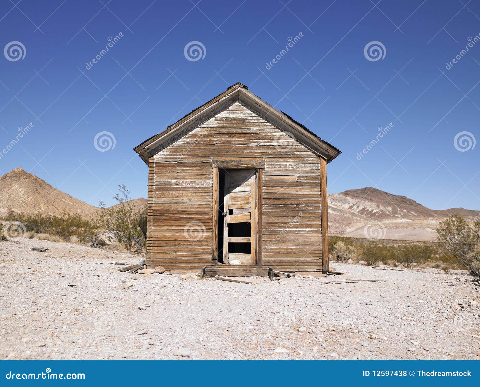 Abandoned House in Desert with Open Door Stock Photo - Image of ...