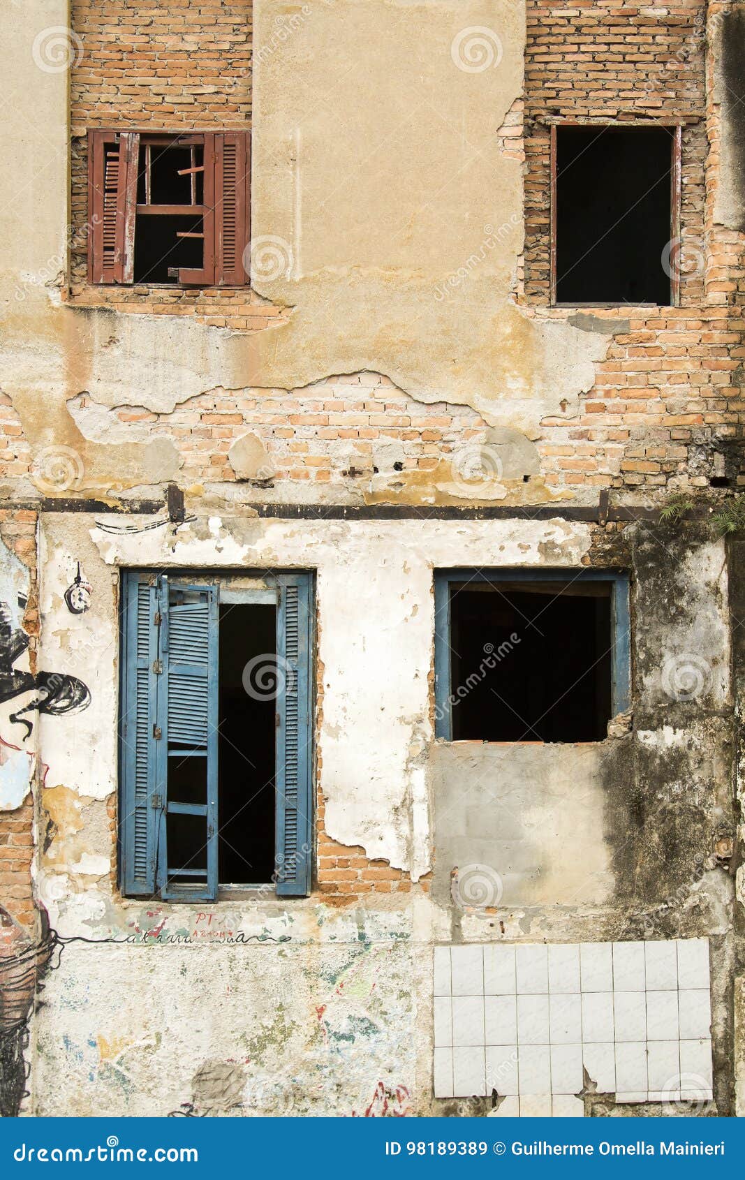 Abandoned House in Ruins with Broken Windows Stock Image - Image of ...