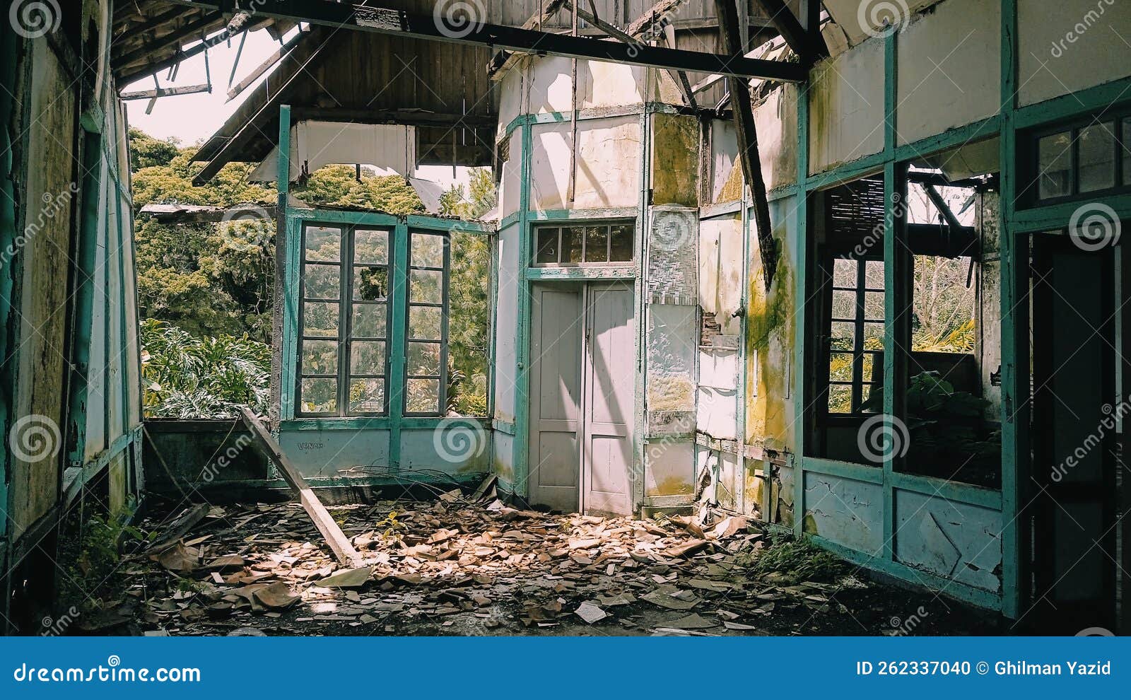 Abandoned House Ruins Indoor Stock Photo - Image of house, wood: 262337040