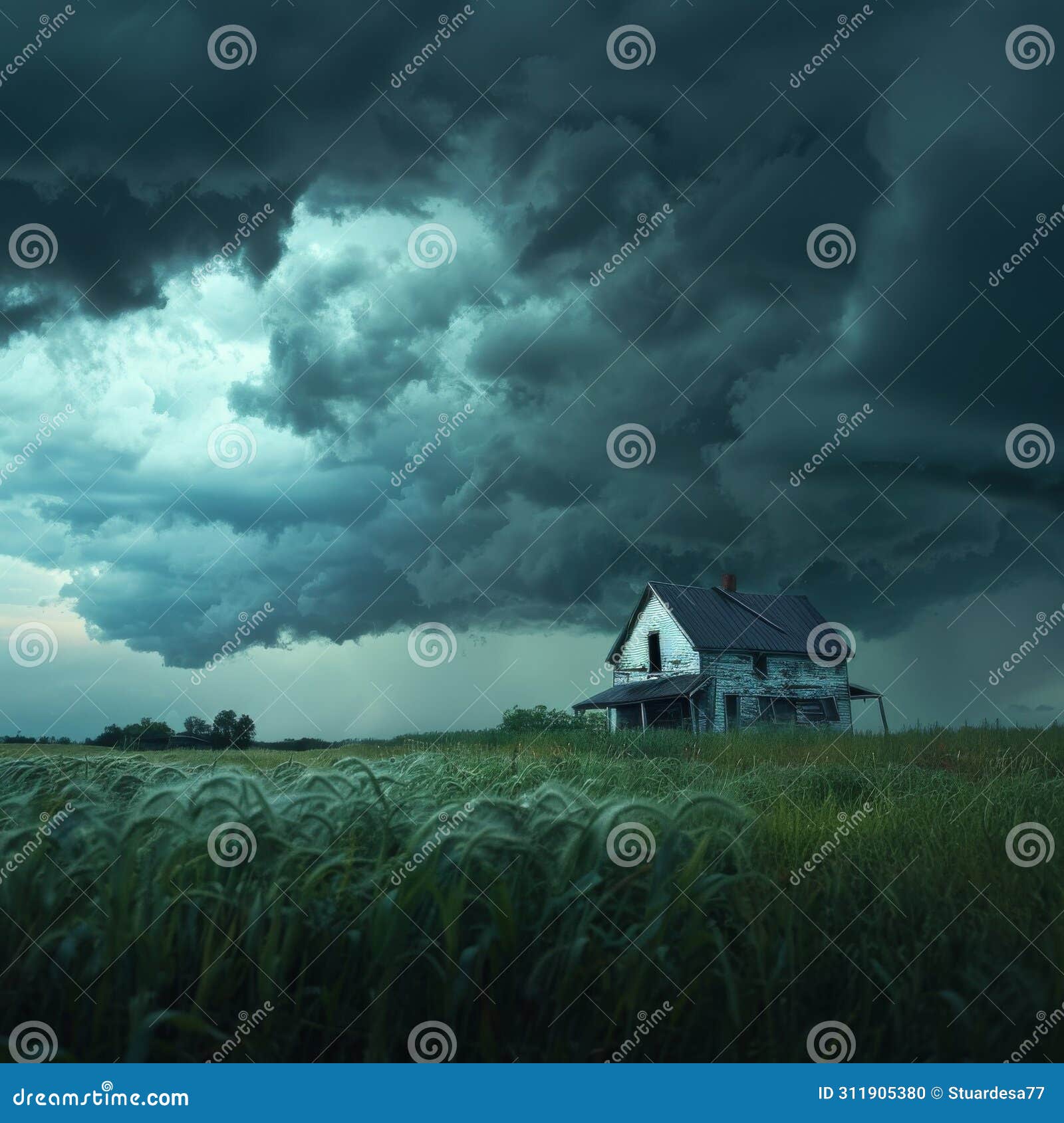 Abandoned House in Stormy Fields Stock Photo - Image of weather, moody: 311905380