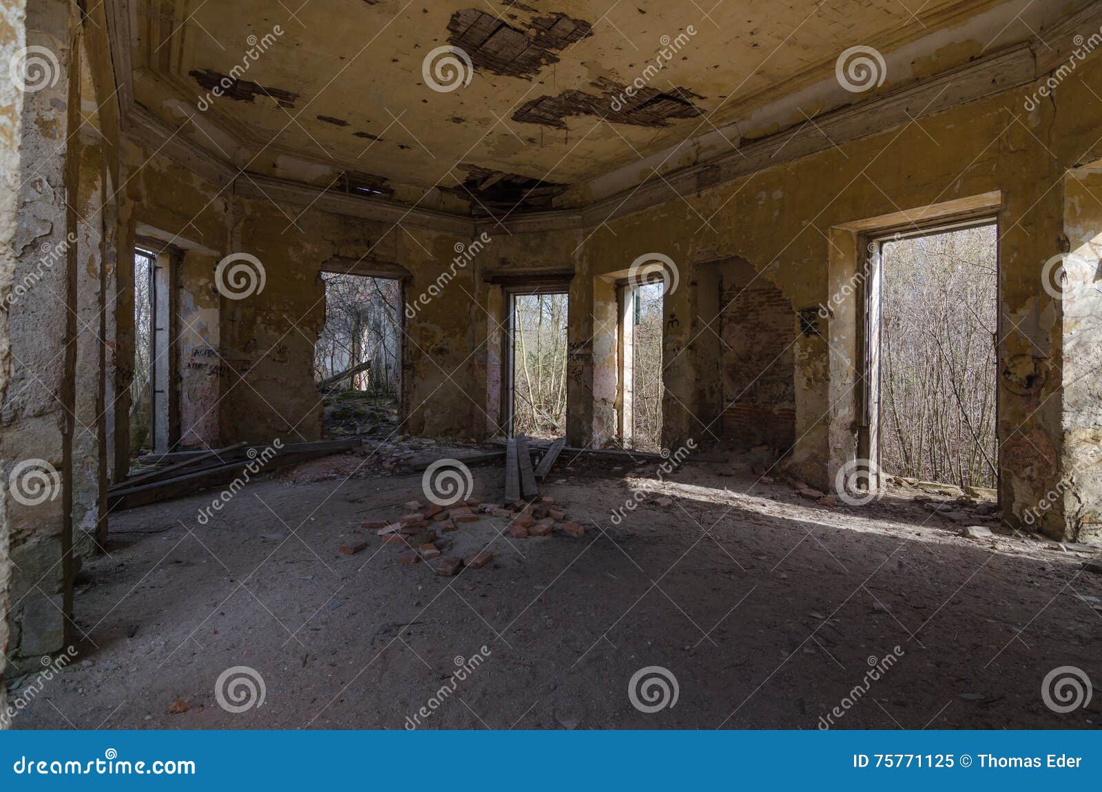 Abandoned Hunting Shack. Spring Landscape Stock Image | CartoonDealer ...