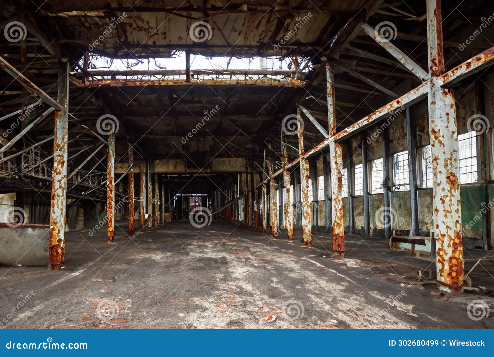 Abandoned Industrial Building Featuring a Worn, Rust-covered Interior ...