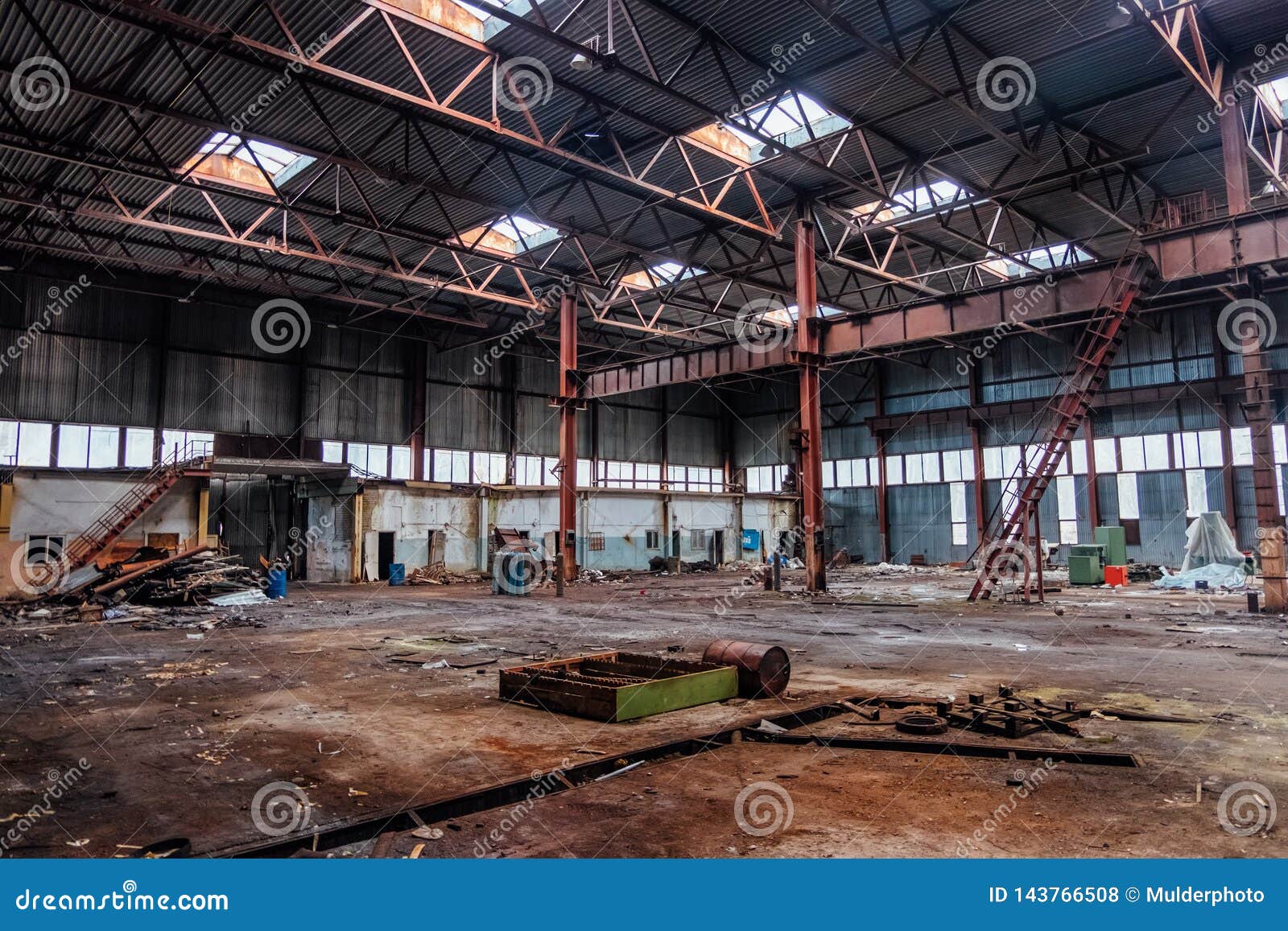 Abandoned Industrial Building with Old Rusty Bridge Crane and Metal ...