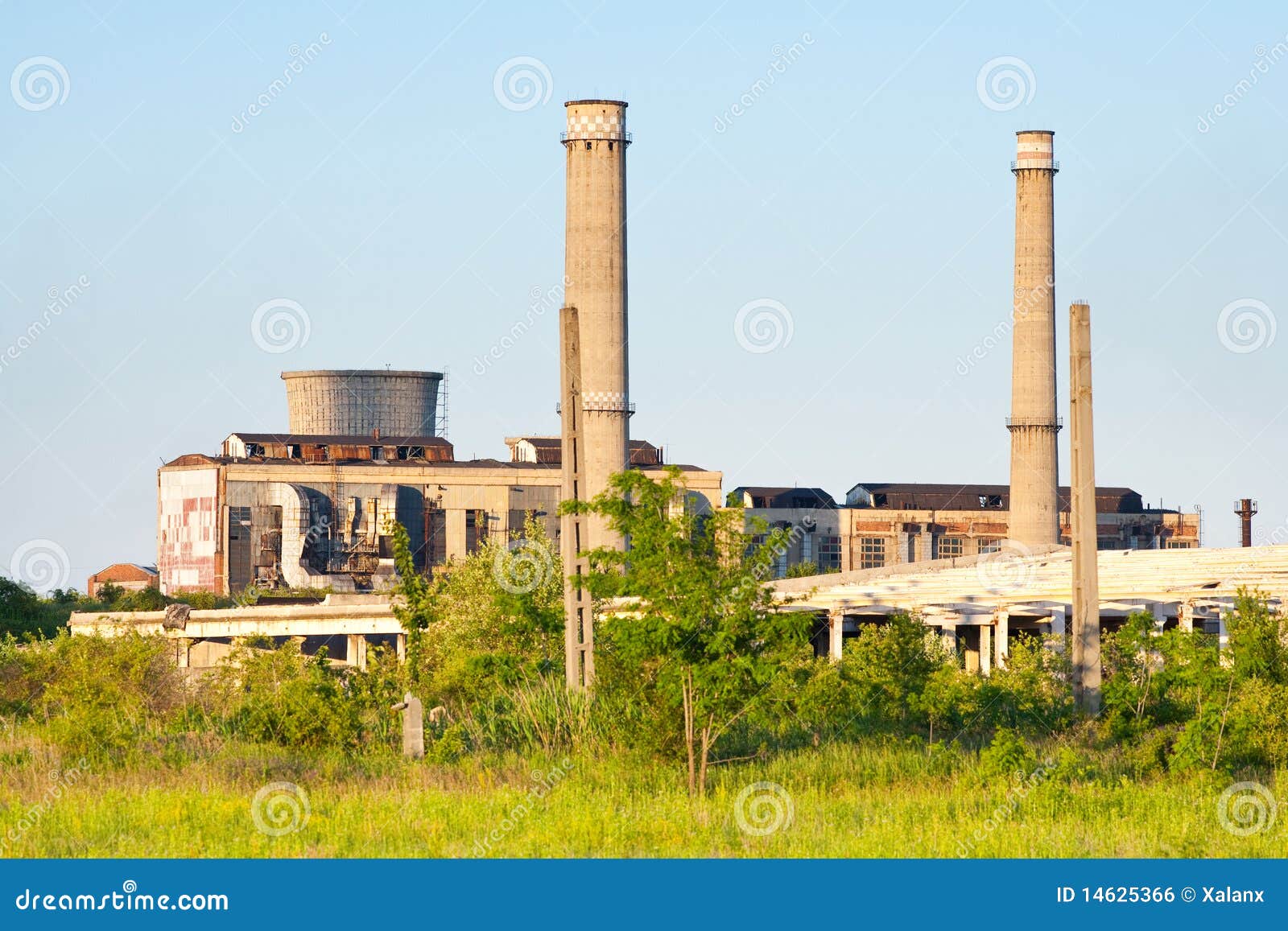 Abandoned Industrial Buildings Stock Photo - Image of concrete, blue ...