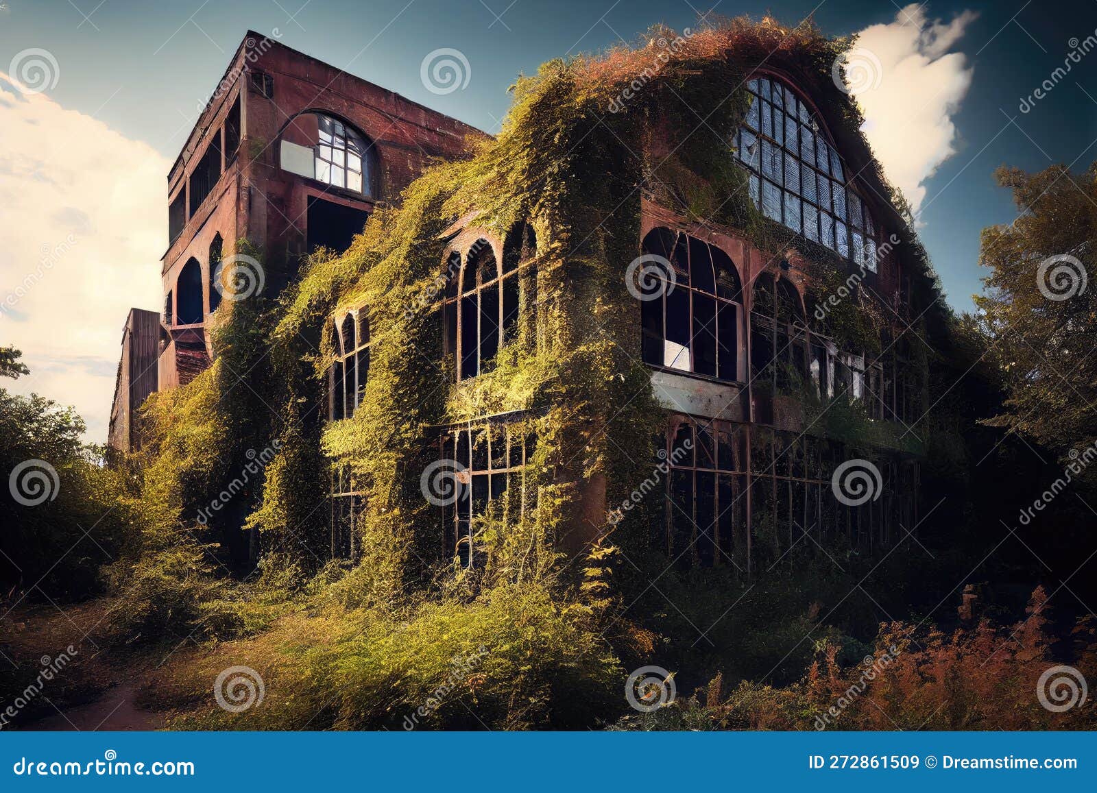 Abandoned Industrial Complex, with Broken Windows and Overgrown Gardens ...
